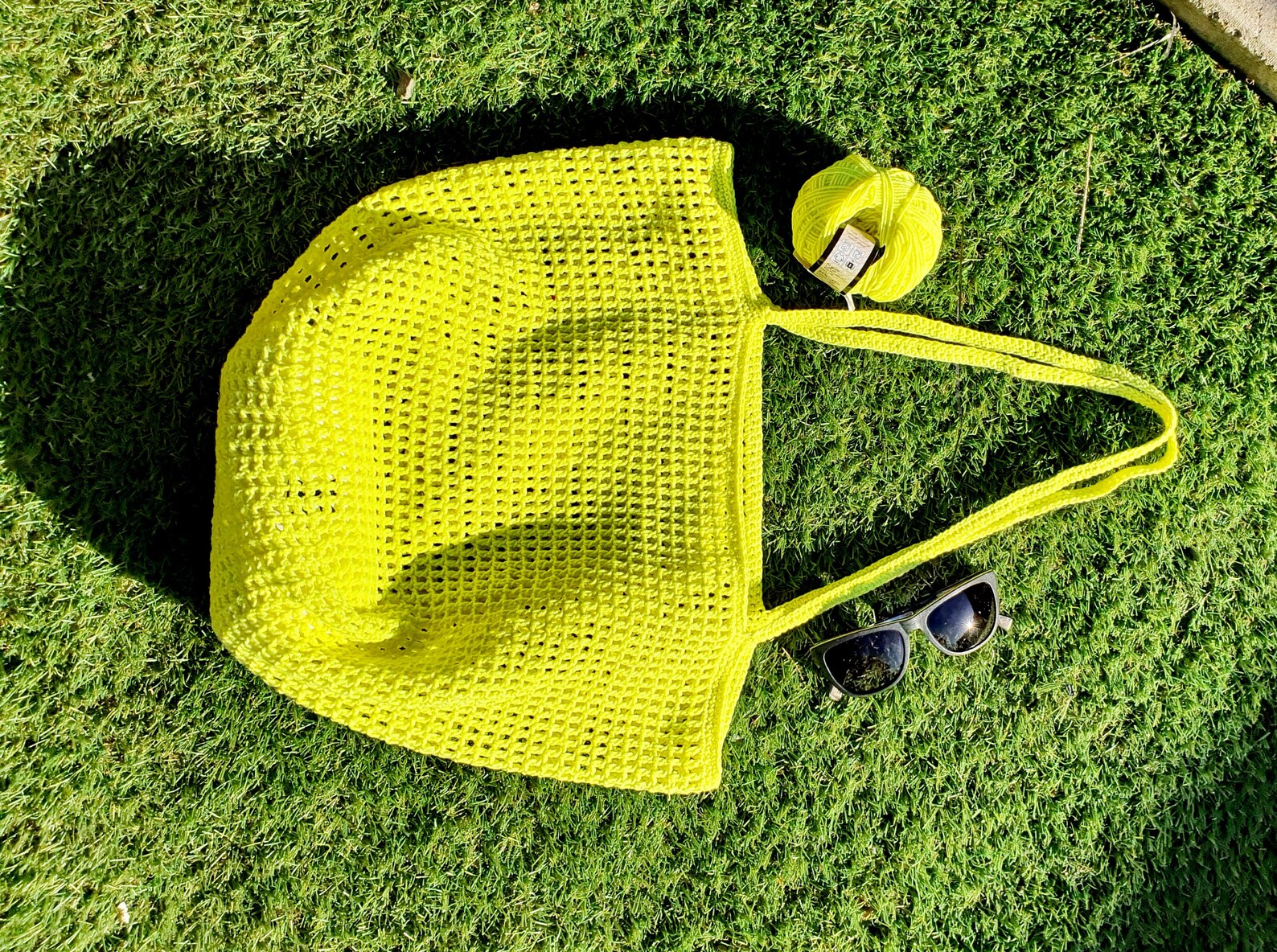 Neon Yellow Bag, Handmade Bag, Crochet Bag, Shoulder Bag, Everyday Bag ...