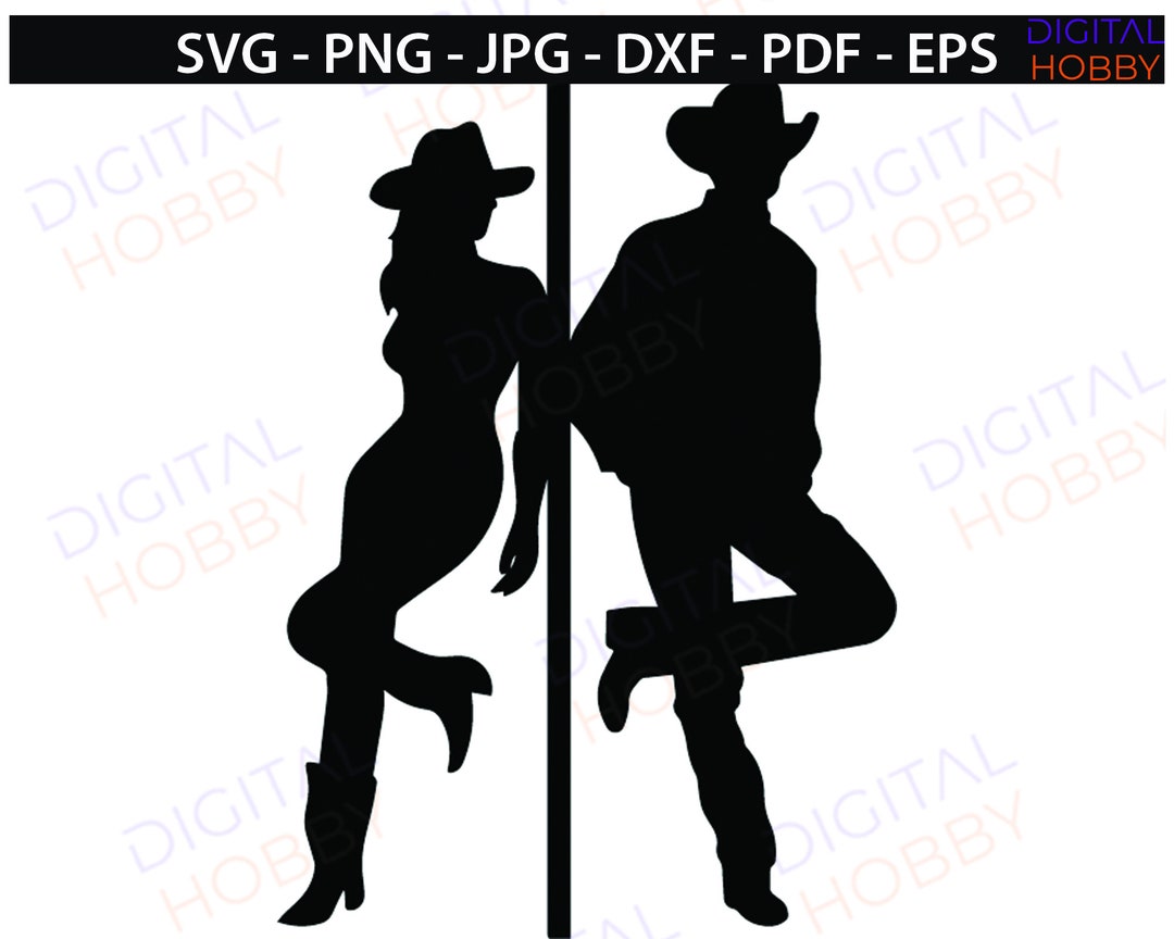 Cowboy Cowgirl Restroom Bathroom Graphic Clipart for Vinyl Wood Sign ...