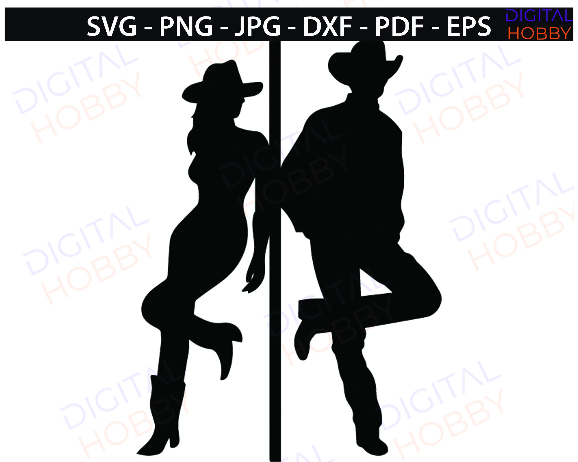 Cowboy Cowgirl Restroom Bathroom Graphic Clipart for Vinyl Wood Sign ...