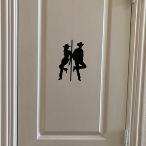 Cowboy Cowgirl Restroom Bathroom Graphic Clipart for Vinyl Wood Sign ...