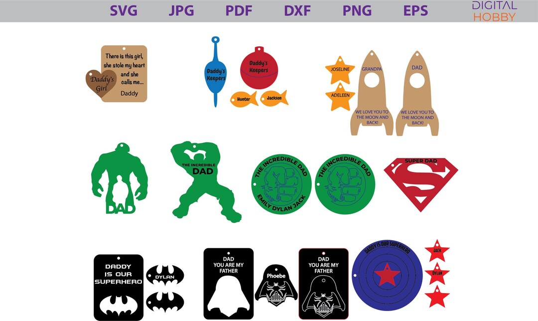 Dad Keychain SVG | Dad Superhero Keychains | Father's Day Keychain ...
