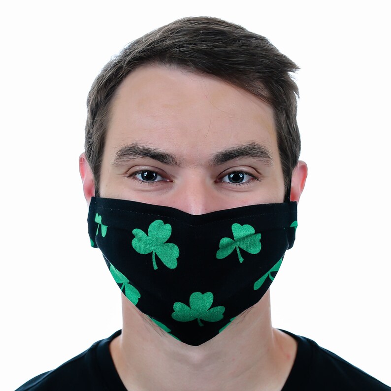Black Shamrock Mask Adjustable Shamrock Face Mask Black Mask | Etsy