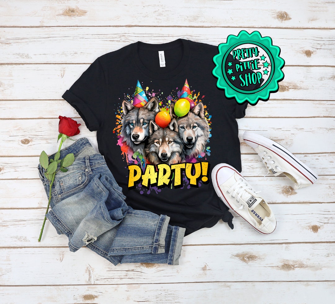 Wolf Birthday Shirt, Party Wolf, Wolf Themed, Wolf Watercolor Design ...