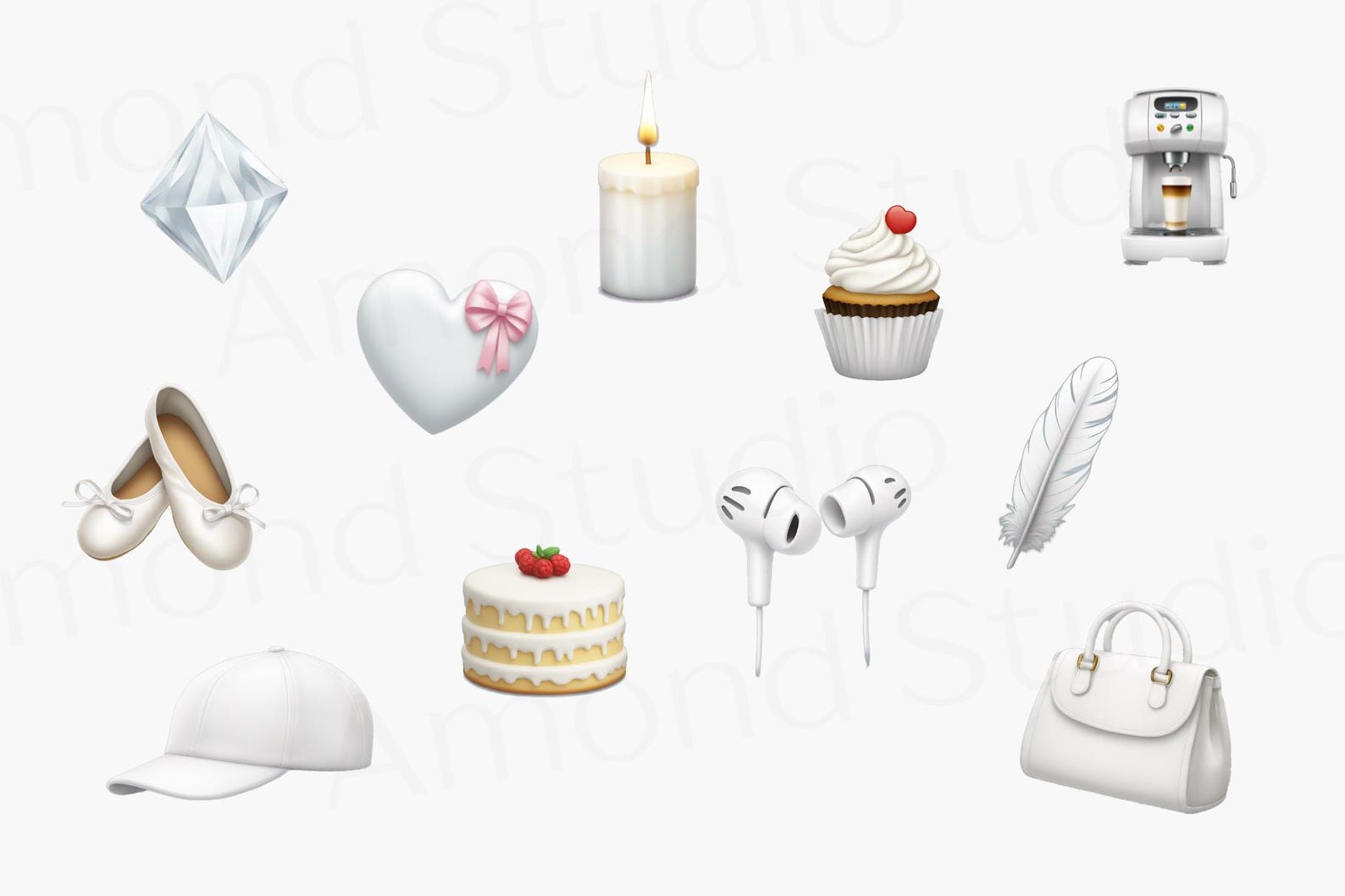 Ios18 | 55 White Aesthetic Emoji Pack Elegant PNG Files for Iphone ...