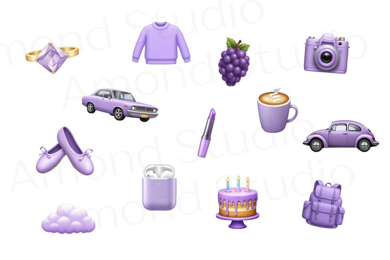 Ios18 | 62 Purple Aesthetic Emoji Pack - Unique iPhone Emoji PNG Files ...