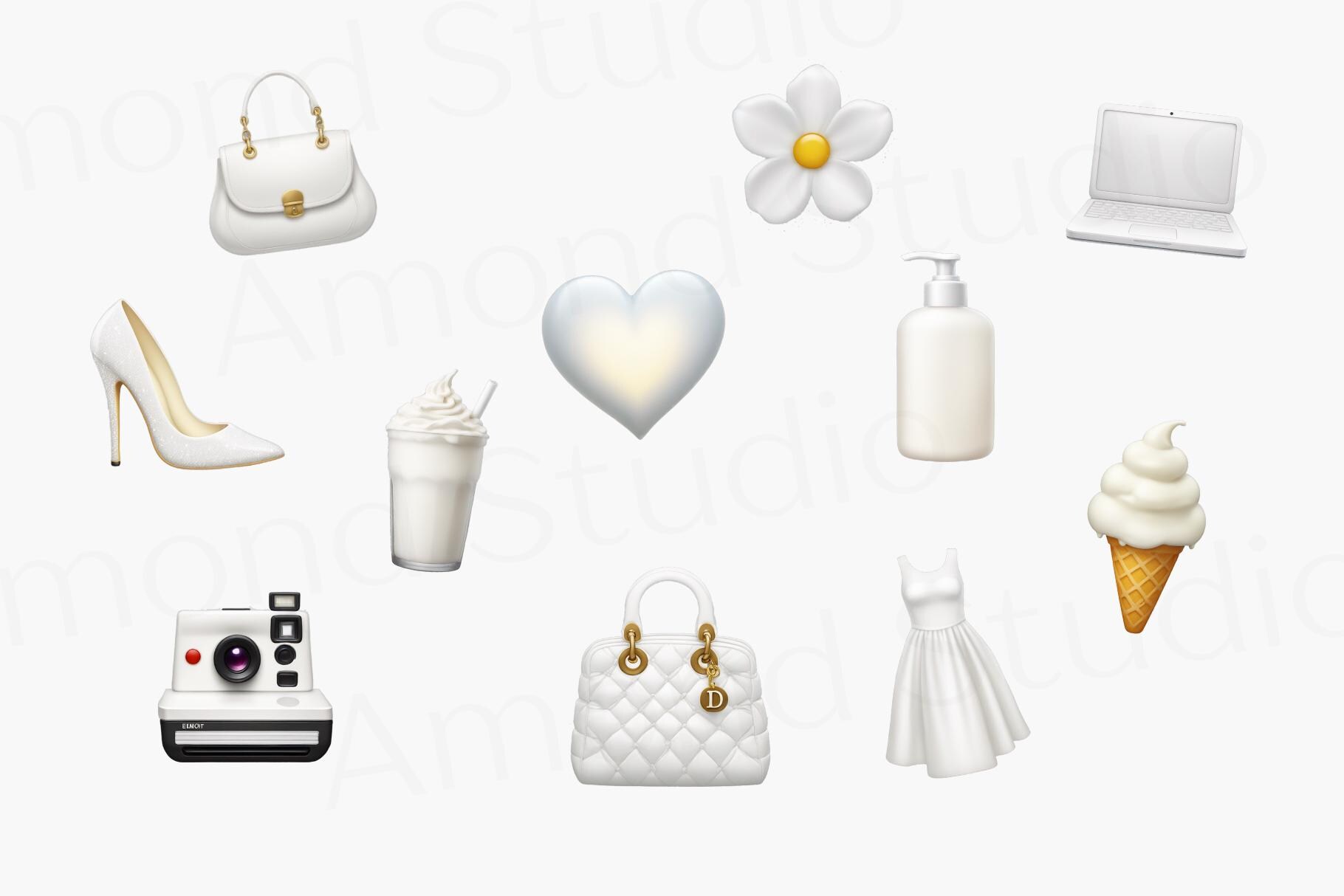 Ios18 | 55 White Aesthetic Emoji Pack Elegant PNG Files for Iphone ...