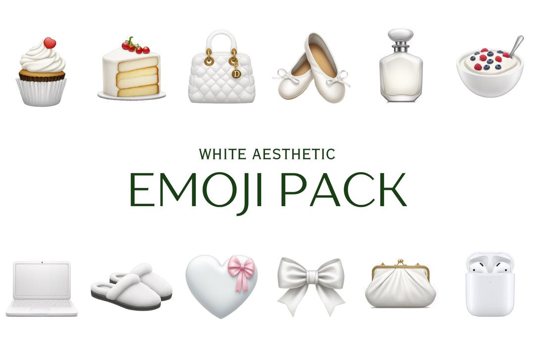 Ios18 | 55 White Aesthetic Emoji Pack Elegant PNG Files for Iphone ...