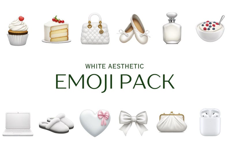 Ios18 | 55 White Aesthetic Emoji Pack Elegant PNG Files for Iphone ...
