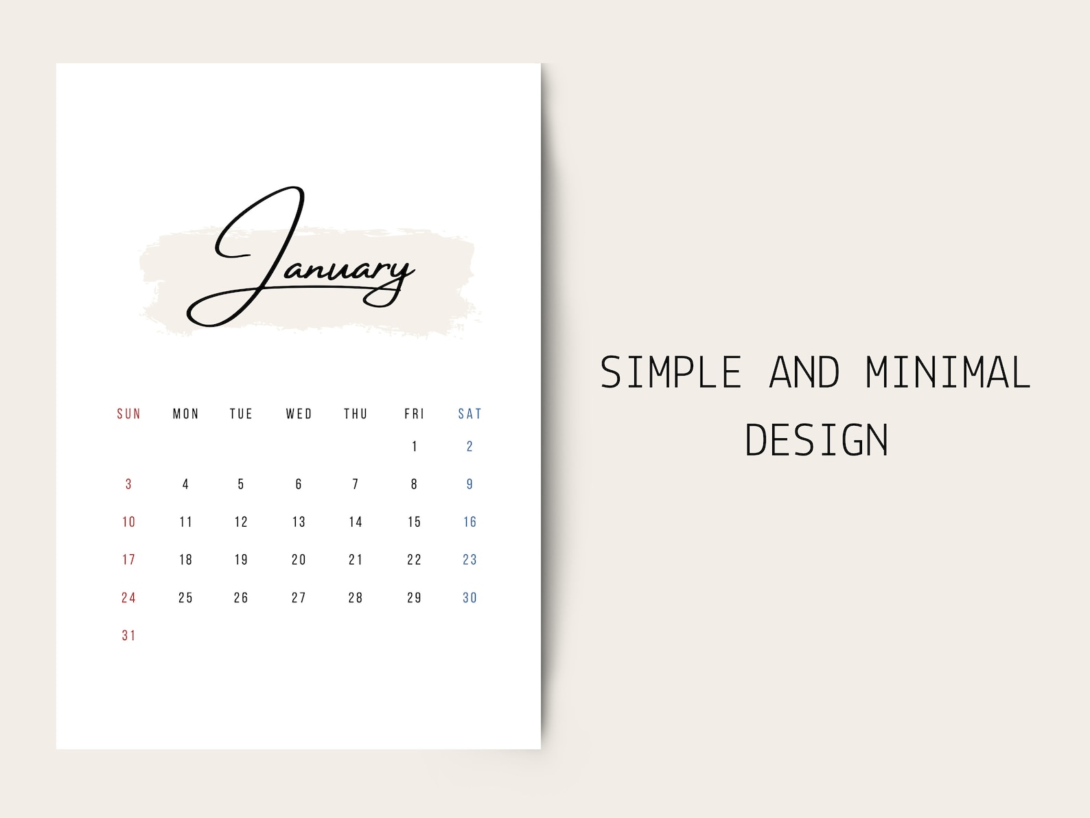 2021 Minimalist Calendar Printable Yearly Monthly Planner - Etsy