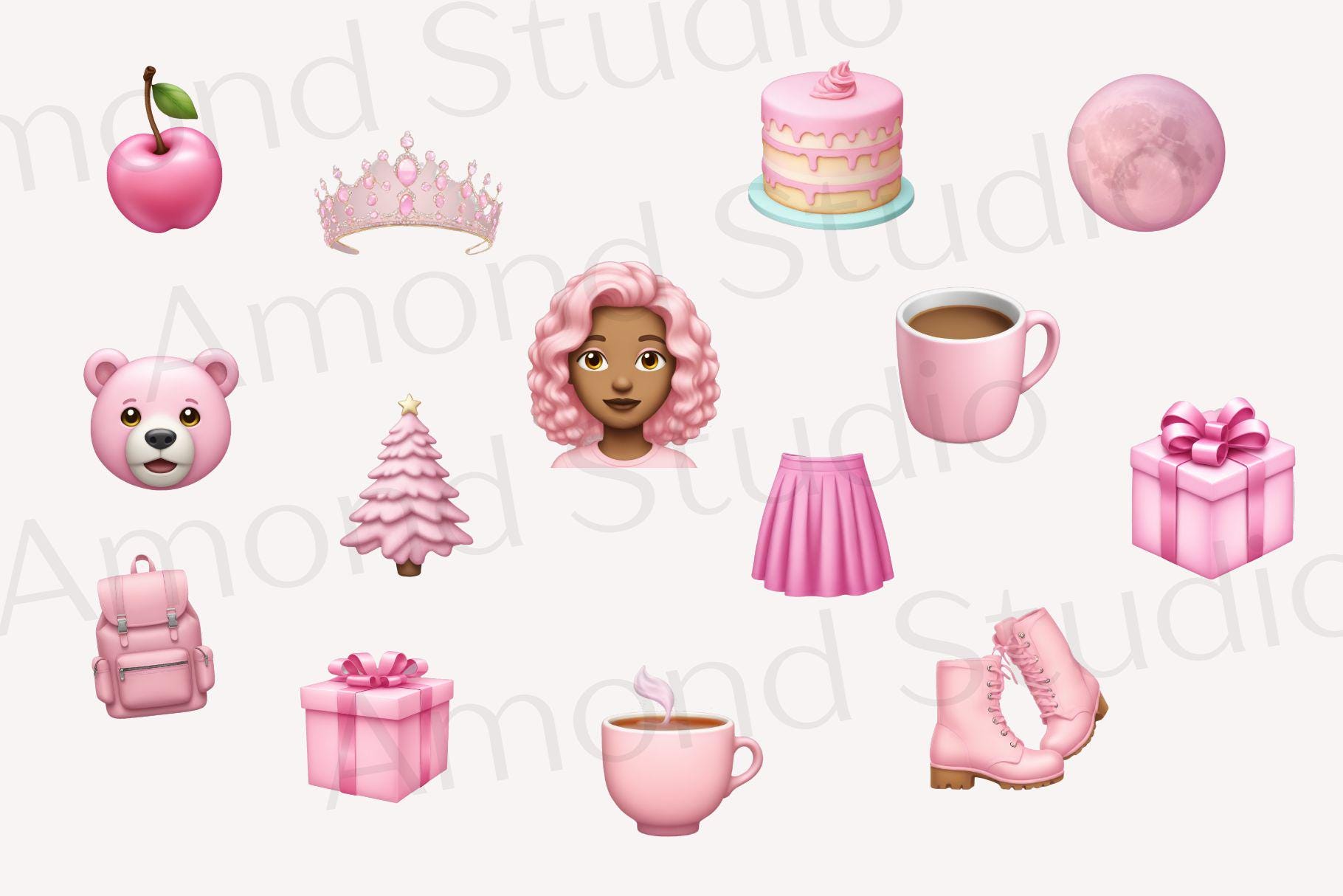 Ios18 | 55 Pink Aesthetic iPhone Emoji Icon PNG Set - Cute Pastel Pink ...