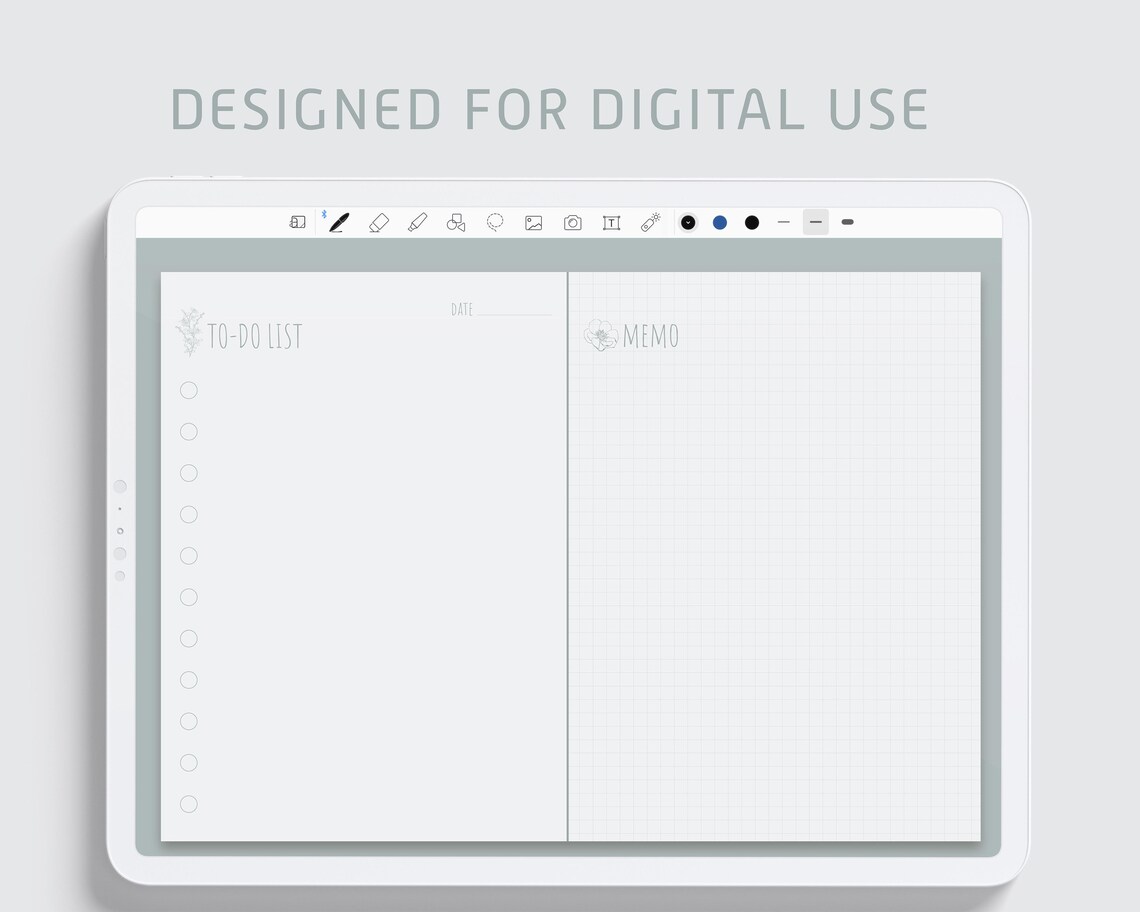 Digital To-do List Template Productivity Day Organizer Mint Snow Theme ...