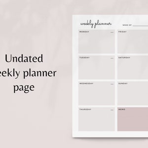 Undated Weekly Planner Printable Template Simple and Minimal | Etsy