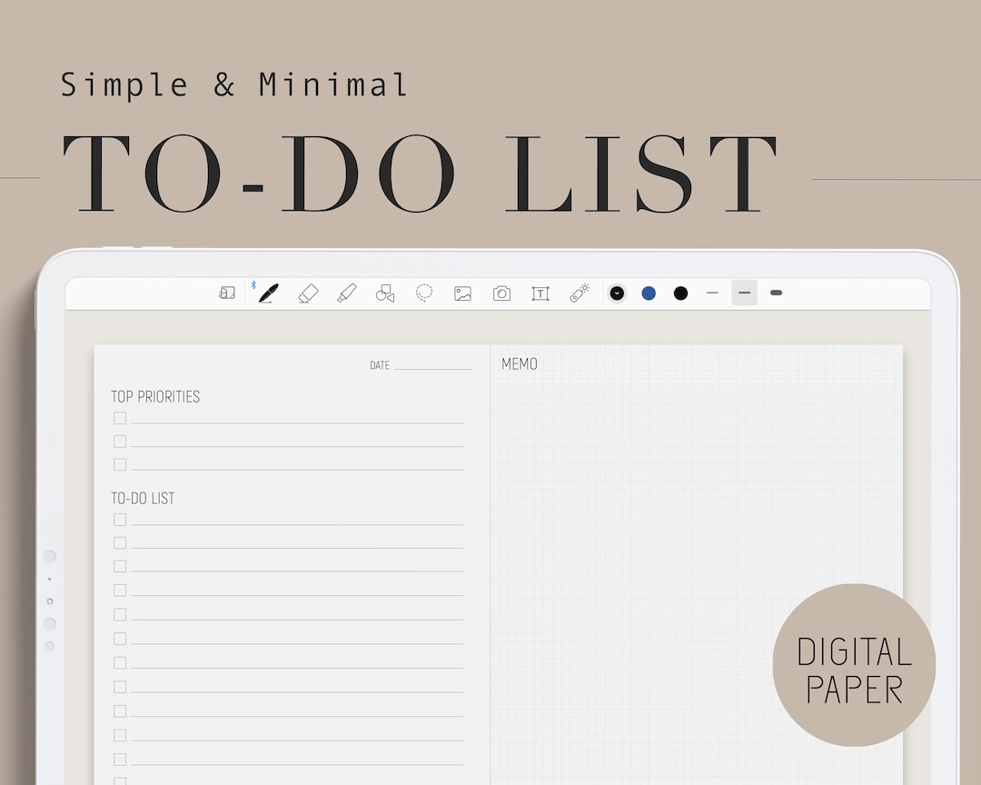 Digital To-do List Template | Day Organizer for Productivity | iPad ...