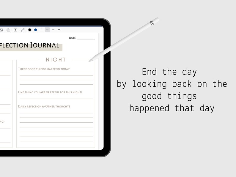 Digital Daily Reflection Journal Gratitude Template | Etsy