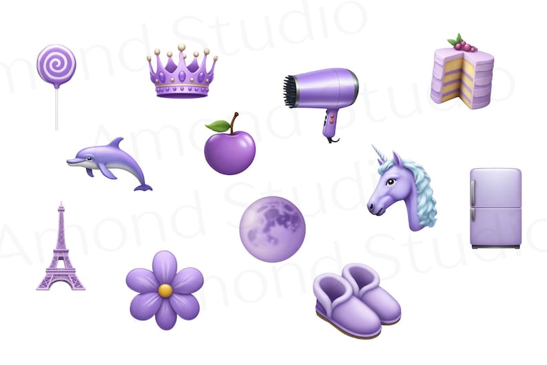 Ios18 | 62 Purple Aesthetic Emoji Pack - Unique iPhone Emoji PNG Files ...