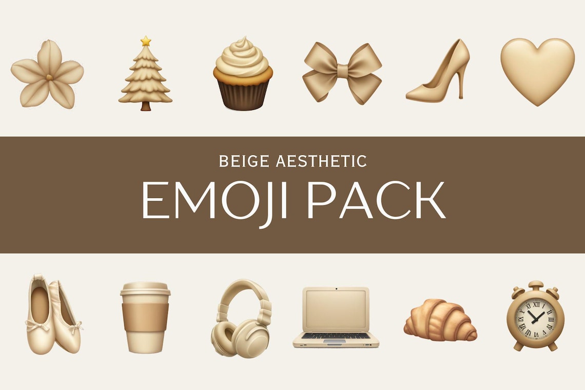 Ios18 | 55 Beige Aesthetic iPhone Emoji Icon PNG Set - Cozy Neutral ...