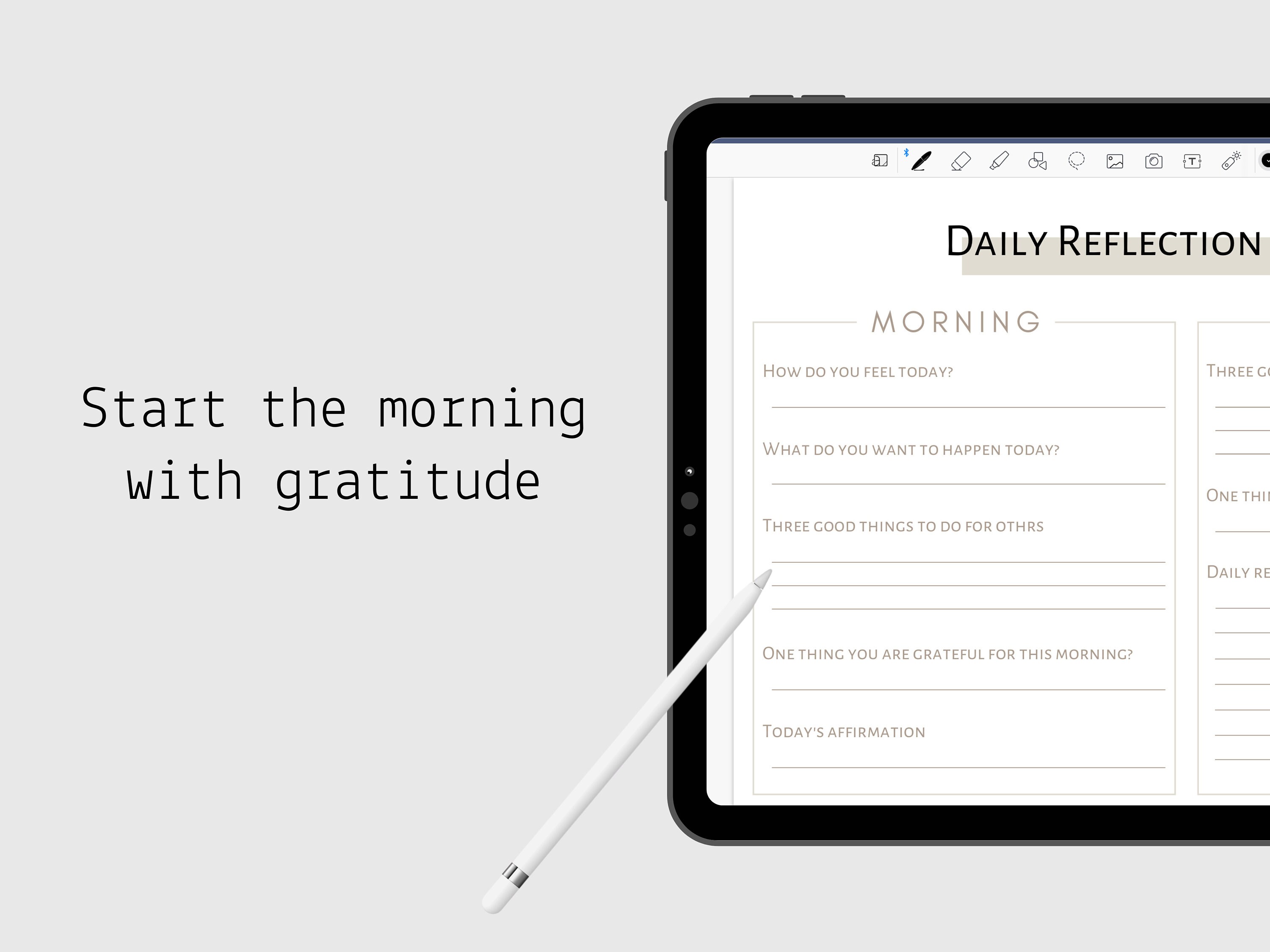 Digital Daily Reflection Journal Gratitude Template - Etsy