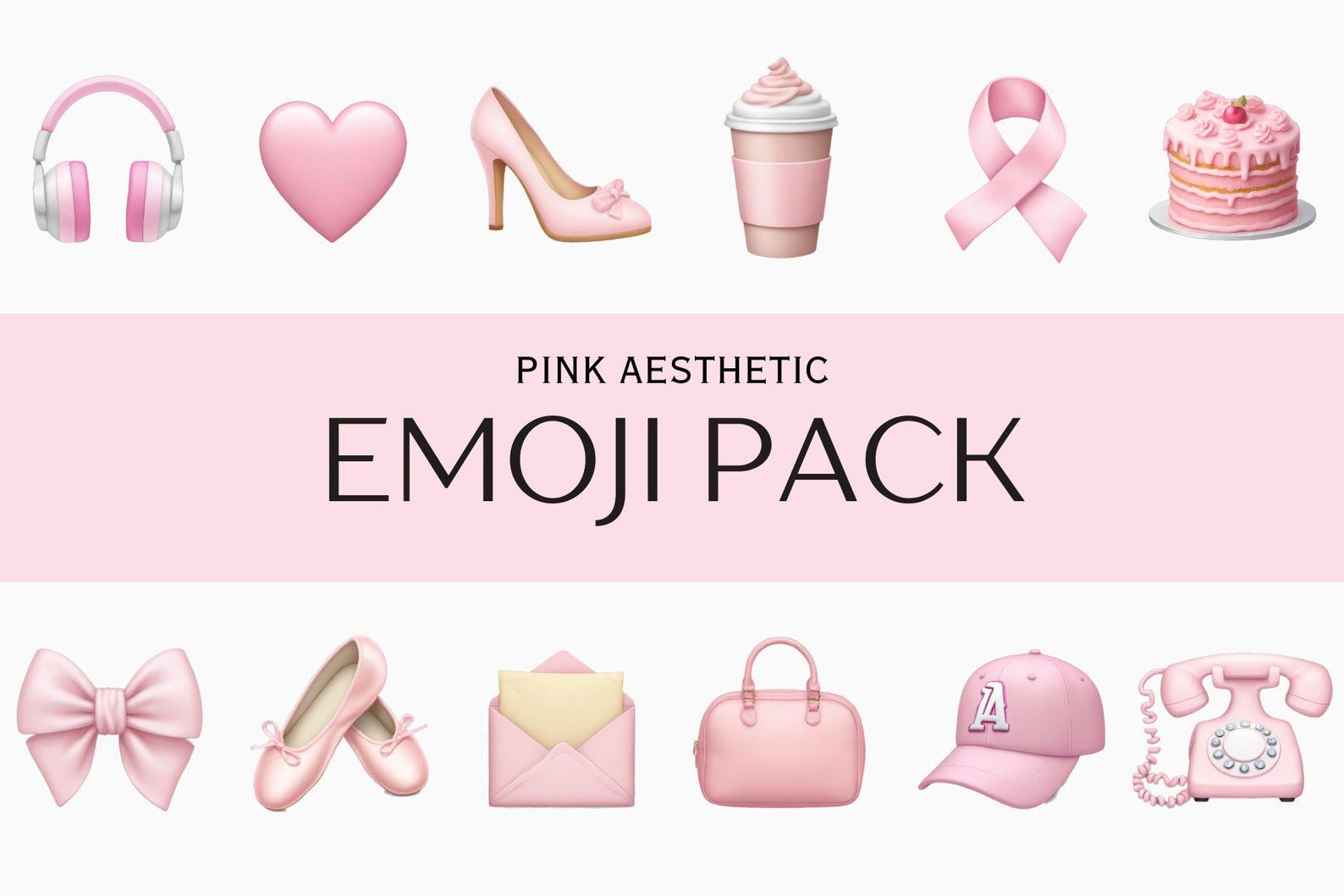 Ios18 | 55 Pink Aesthetic iPhone Emoji Icon PNG Set - Cute Pastel Pink ...
