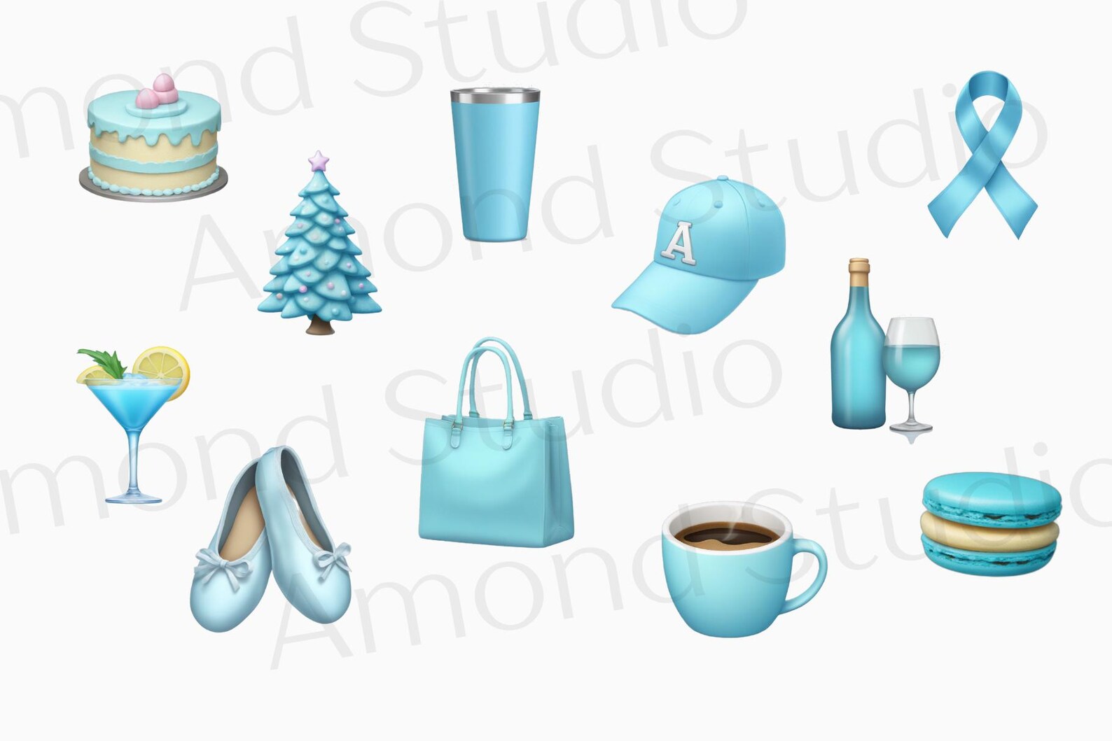 Ios18 | 48 Blue Aesthetic iPhone Emoji Icon PNG Set - Cute Pastel Blue ...