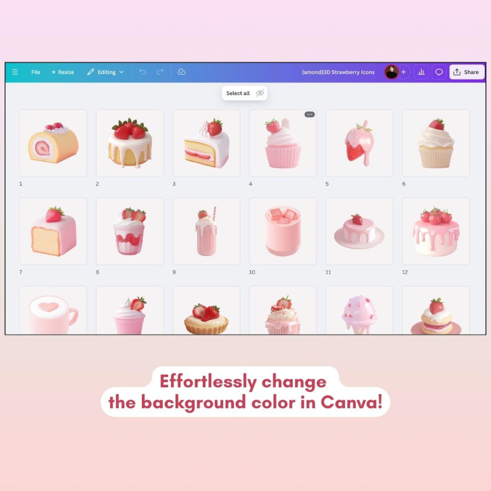 Ios18 | 22 Pink Strawberry 3D Icon & Emoji Pack - Cute Strawberry ...