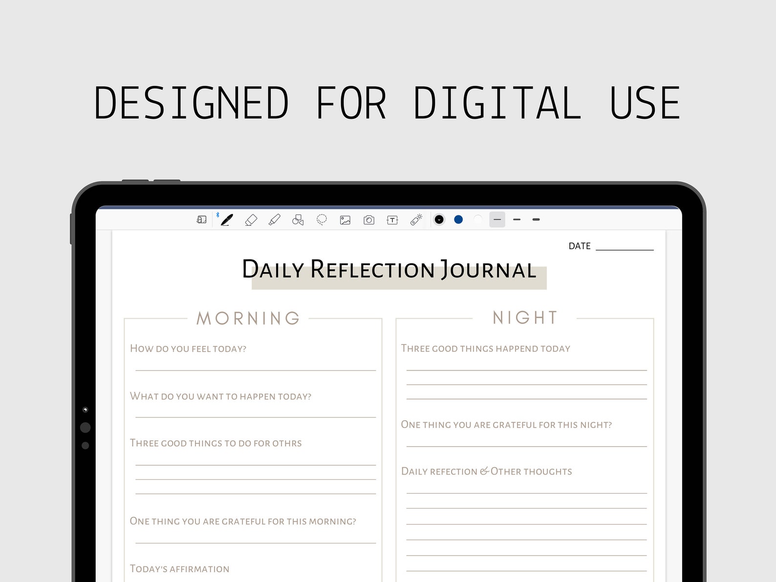 Digital Daily Reflection Journal Gratitude Template | Etsy