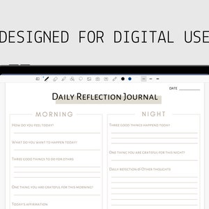 Digital Daily Reflection Journal Gratitude Template - Etsy