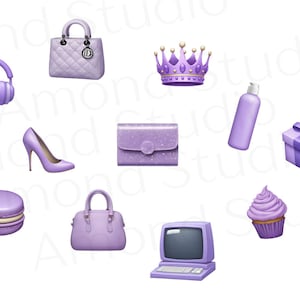 Ios18 | 62 Purple Aesthetic Emoji Pack - Unique iPhone Emoji PNG Files ...