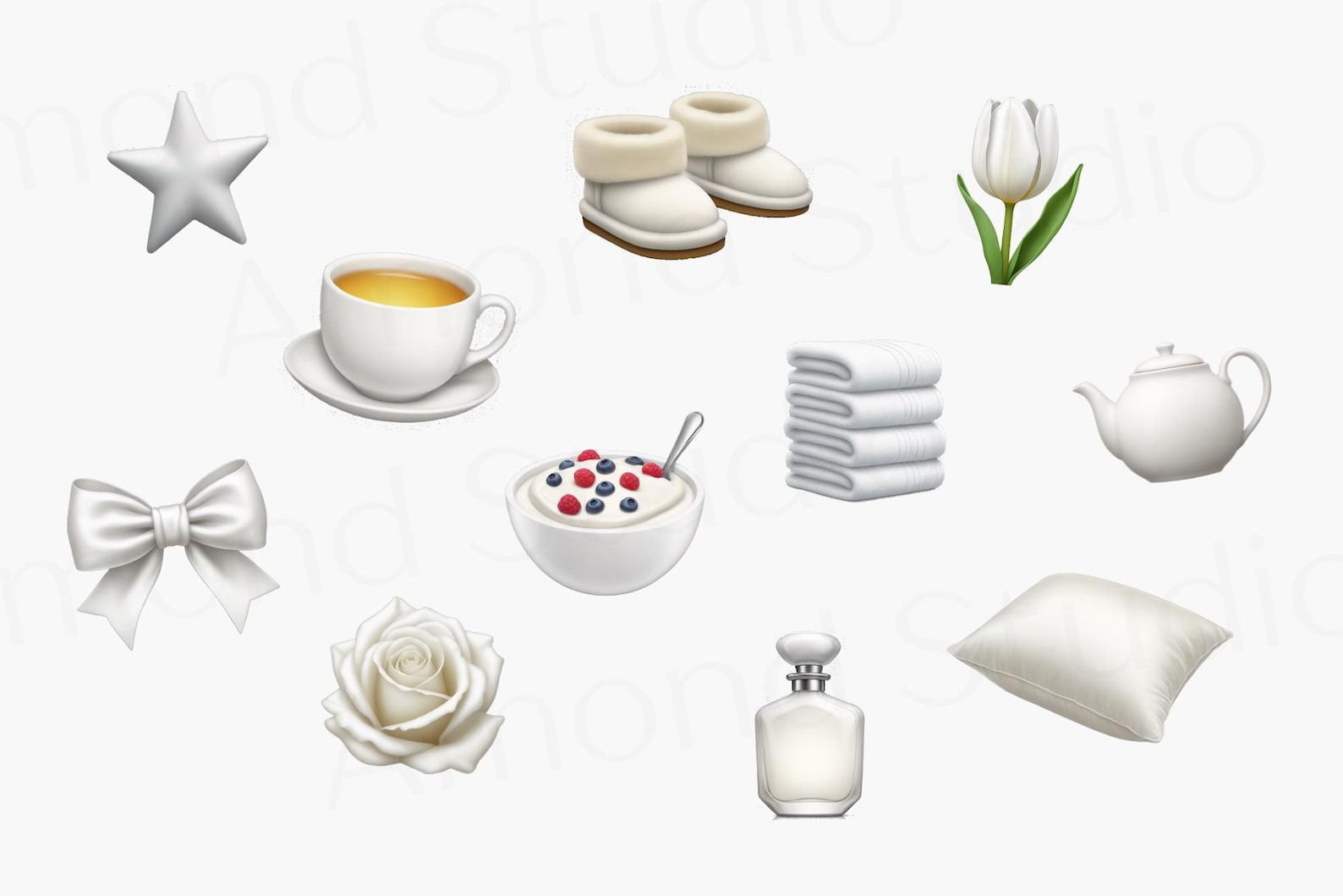 Ios18 | 55 White Aesthetic Emoji Pack Elegant PNG Files for Iphone ...