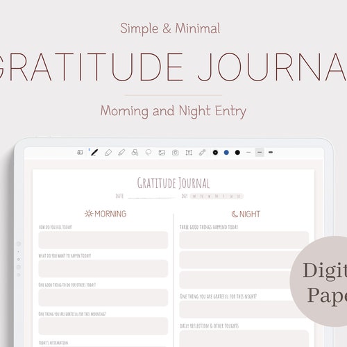 Digital Daily Reflection Journal Gratitude Template - Etsy