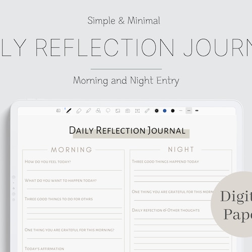 Digital Daily Reflection Journal Gratitude Template | Etsy