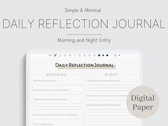 Digital Daily Reflection Journal Gratitude Template | Etsy