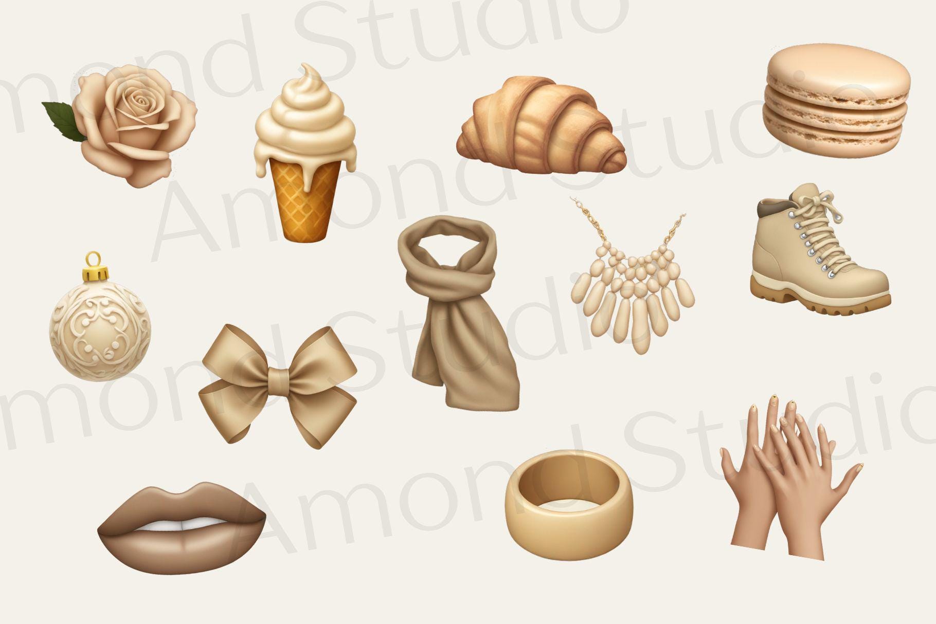 Ios18 | 55 Beige Aesthetic iPhone Emoji Icon PNG Set - Cozy Neutral ...