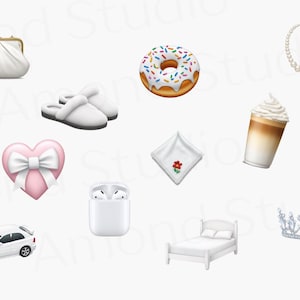 Ios18 | 55 White Aesthetic Emoji Pack Elegant PNG Files for Iphone ...