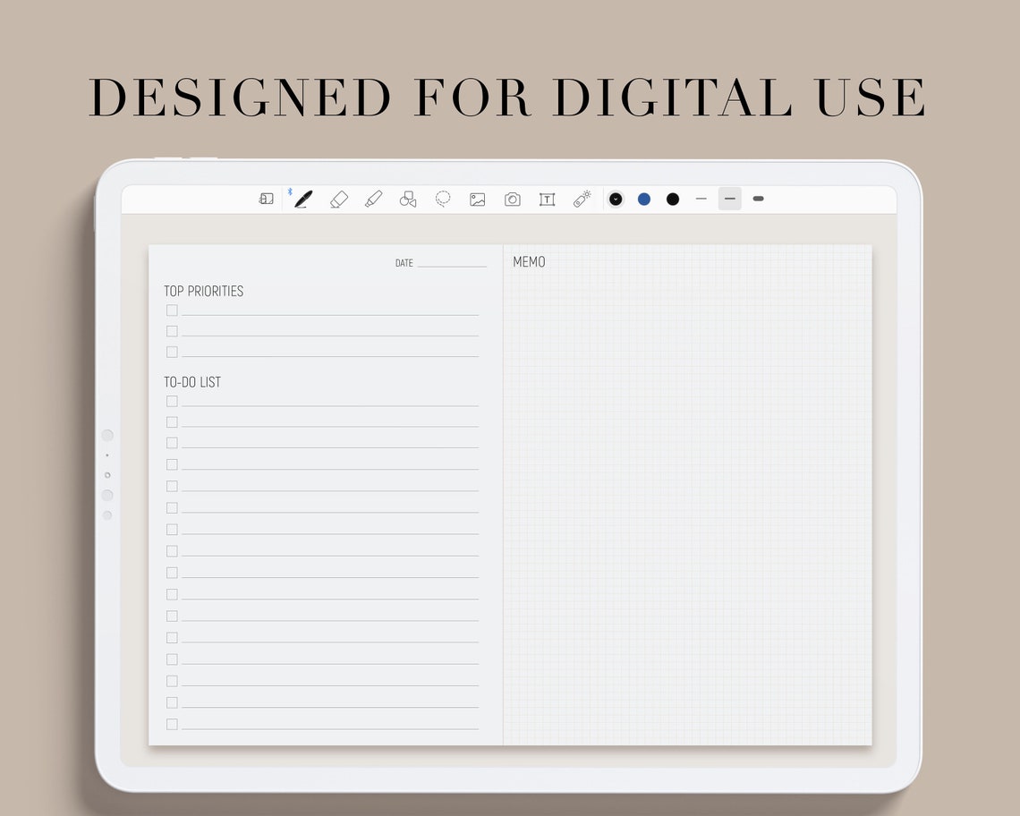 Digital To-do List Template Day Organizer for Productivity iPad ...