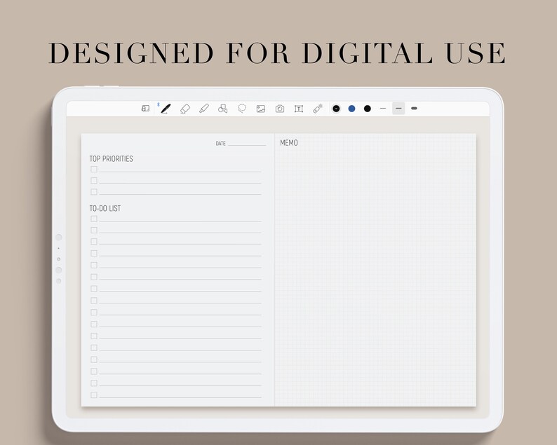 Digital To-do List Template | Day Organizer for Productivity | iPad ...