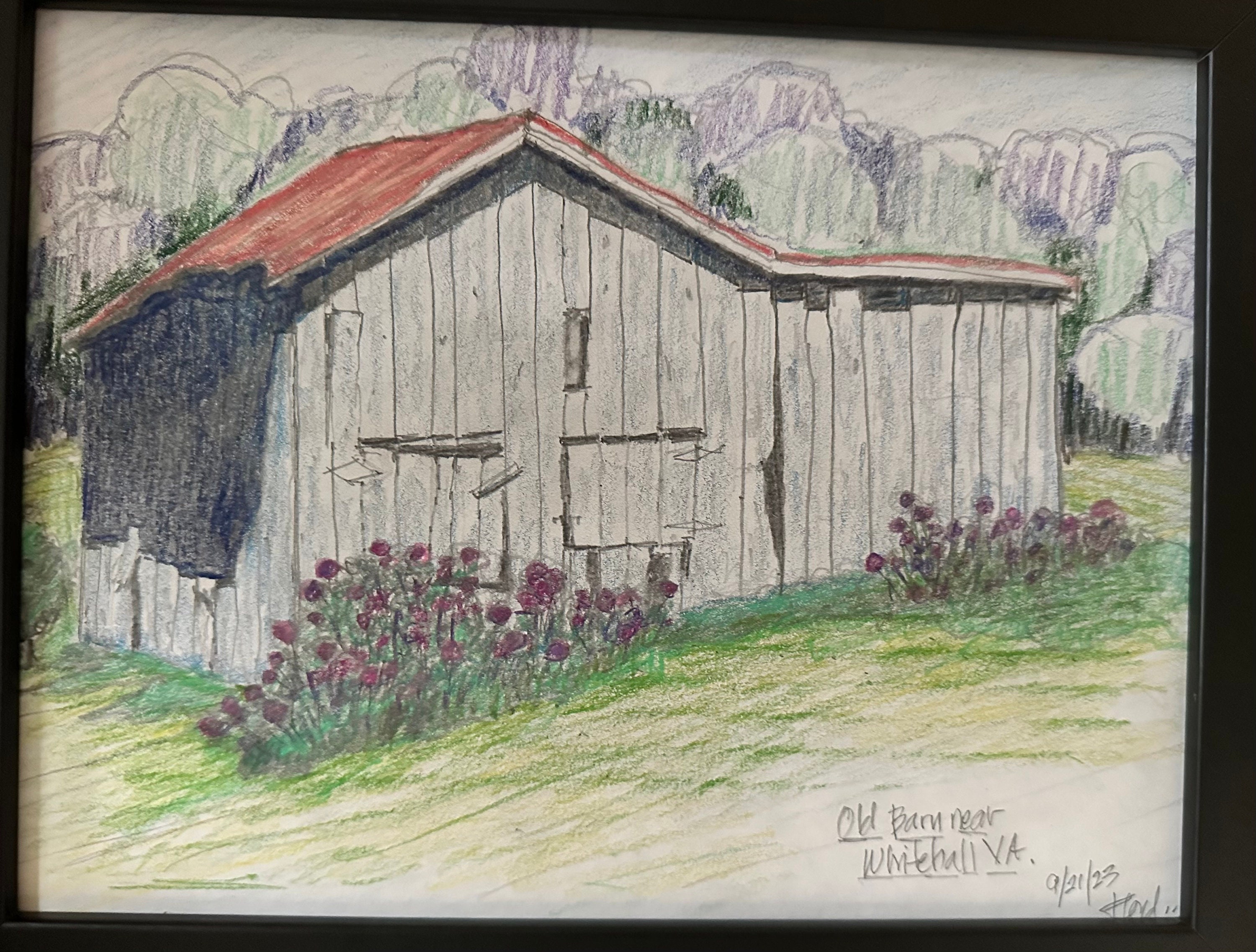 Rustic Pencil Color and Graphite Rendering of a Classic Old VA - Etsy