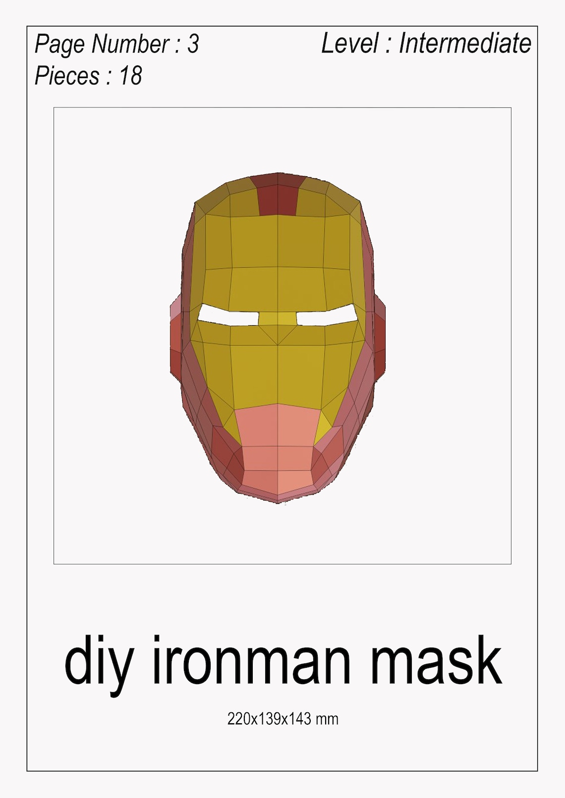 Diy Ironman Mask Papercraft Template - Etsy UK
