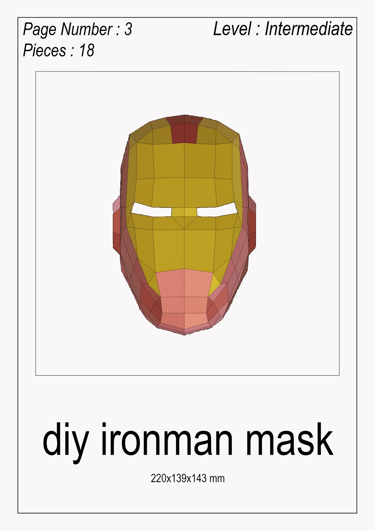 Diy Ironman Mask Papercraft Template - Etsy UK