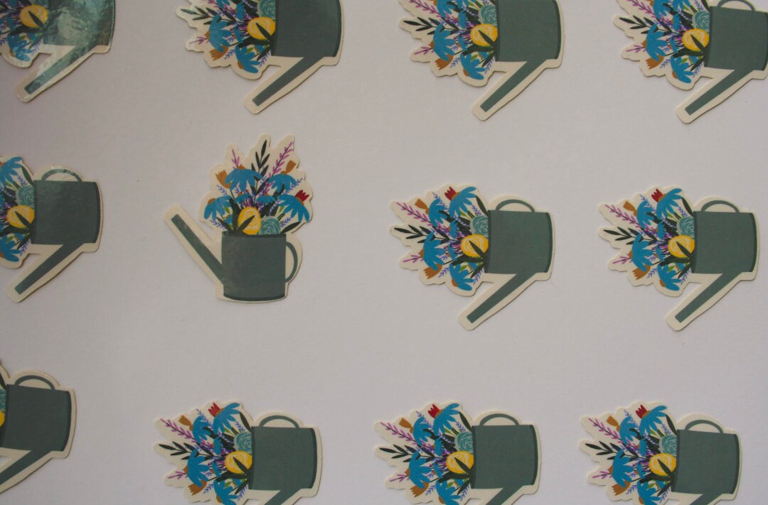 Floral Watering Can Sticker - Etsy