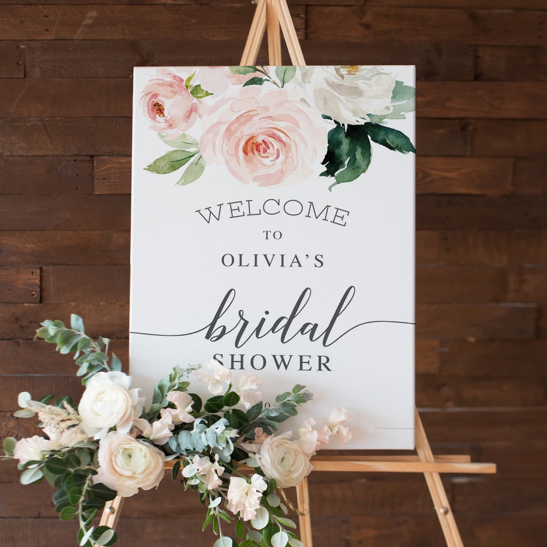 Printed Bridal Shower Welcome Sign Custom Bridal Shower Decor Welcome ...