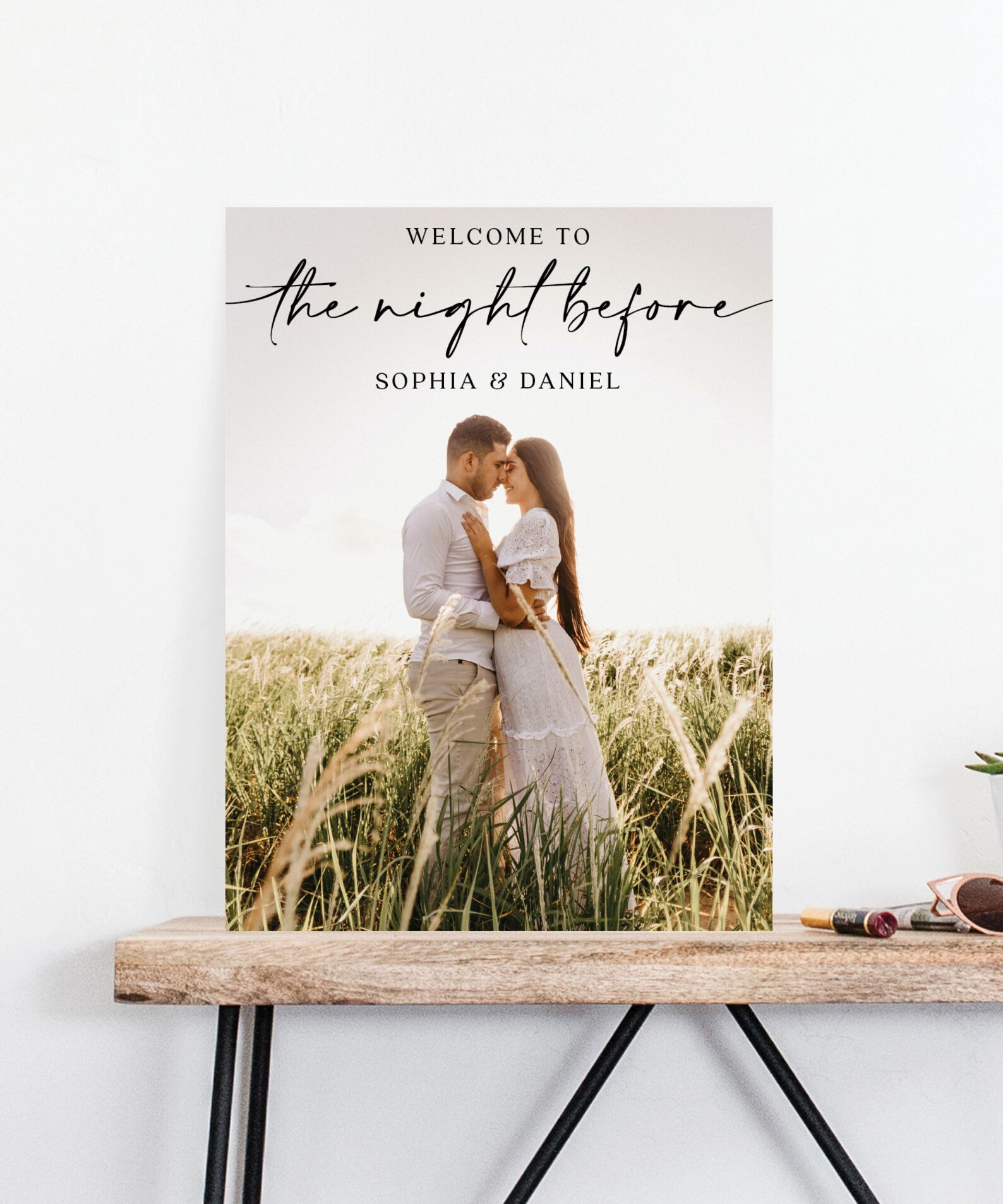 Printed Rehearsal Dinner Welcome Sign With Photo, the Night Before ...