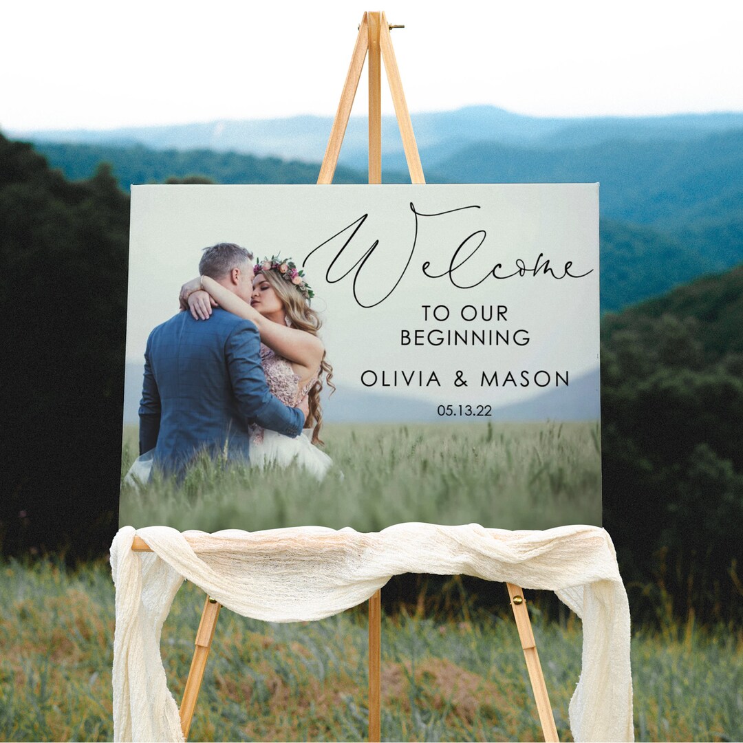 Printed Welcome Sign With Photo Personalized Wedding Welcome Sign ...