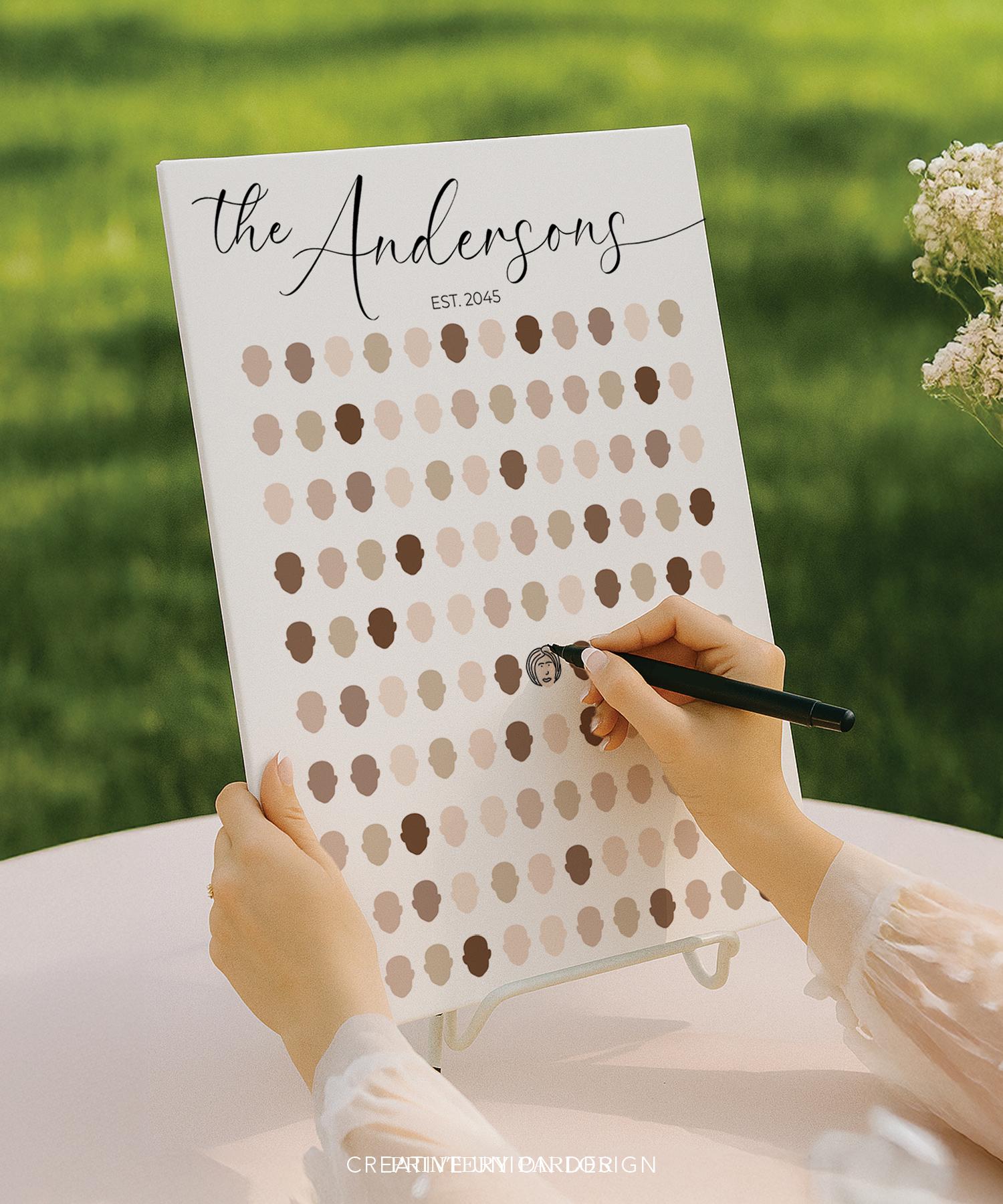 Draw Your Face Guest Book Sign: Boho Wedding Guestbook Alternative - Etsy