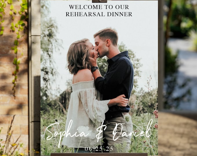 Printed Welcome Sign With Photo, Personalized Wedding Welcome Sign ...