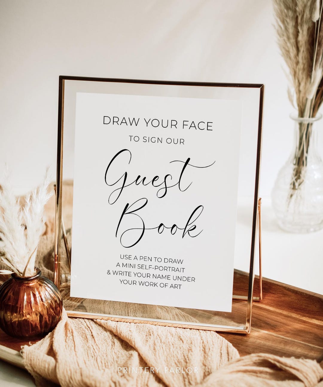 Draw Your Face Guest Book Sign: Boho Wedding Decor (8x10 Printed ...