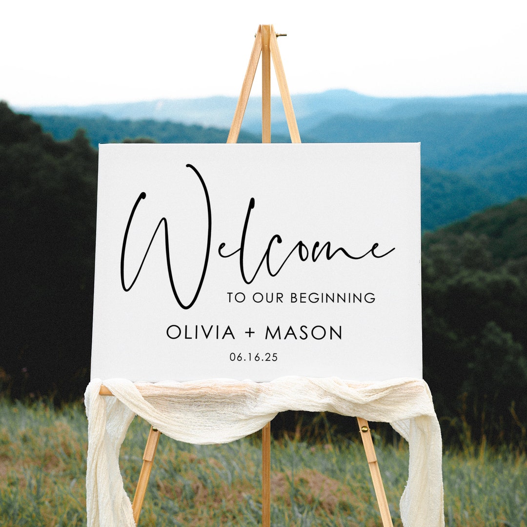 Printed Wedding Welcome Sign, Minimal Script, Welcome Sign Rehearsal ...