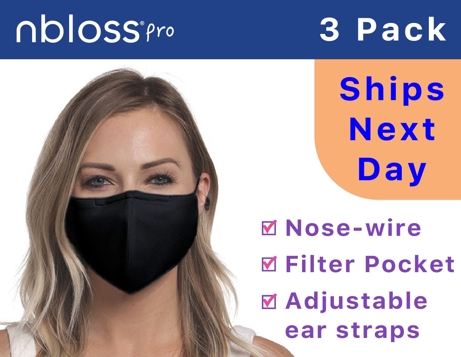Face Mask With Filter Pocket Nose Wire Adjustable Ear Straps | Etsy