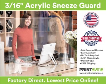 24x24 Clear Acrylic, Plexiglass Countertop Sneeze Guard, Barrier Shield ...