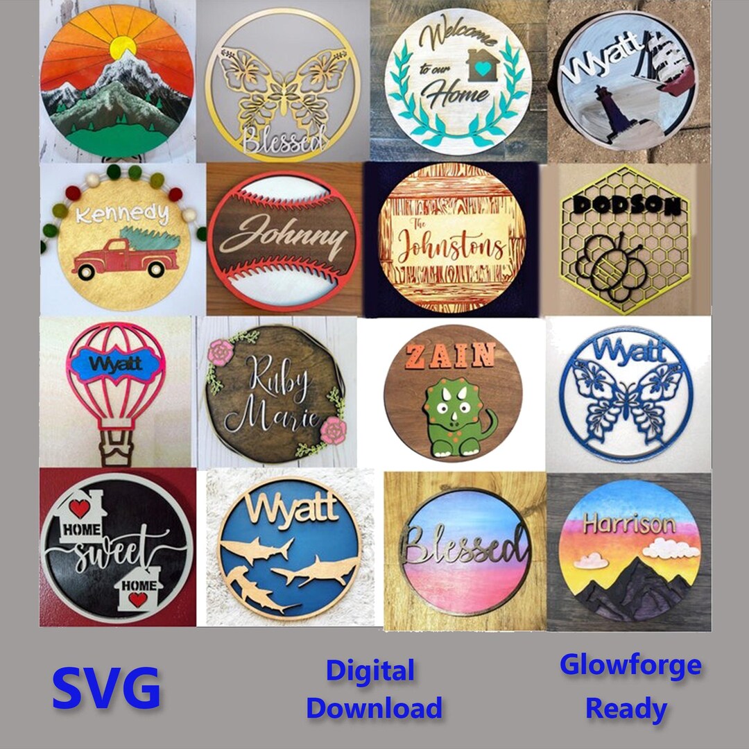 SVG Bundle of 30 Round Signs Designs (not All Pictured), Glowforge ...