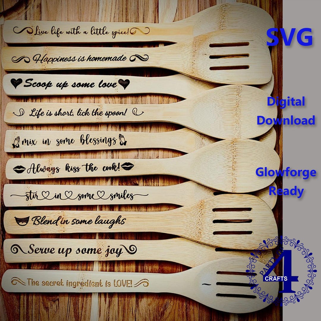 SVG 15 Spoon Handle Designs Designs for Laser Engraving Glowforge Ready ...